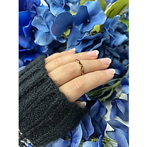 LE VIAN Baguette Cut Red Garnet Zig Zag Band Ring for Women in 14k Rose Gold Choice of Gem Promise Anniversary Ring Size 8