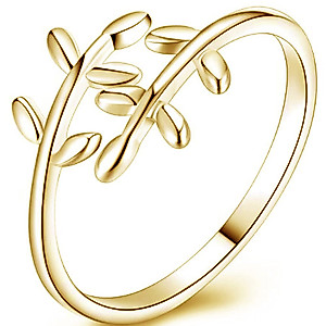 Jude Jewelers Stainless Steel Tree Leaf Style Statement Promise Anniversary Ring (Gold, 12)