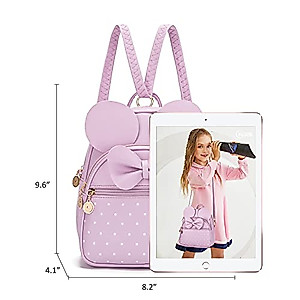 KL928 Girls Mini Backpack Bowknot Polka Dot Cute Small Daypacks Convertible Shoulder Bag Purse for Women