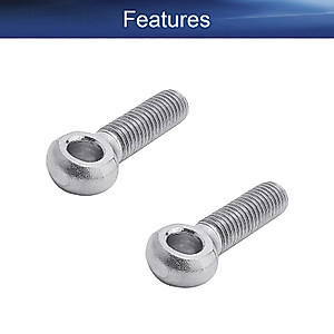 Yinpecly M10x40mm Eye Shape Bolt, Lifting Ring Eye Bolts, 304 Stainless Steel Fish Eye Bolt, 8mm x 18mm(IDxOD) Closed Rod Eye Screw Bolts Metric Thread, 2Pcs