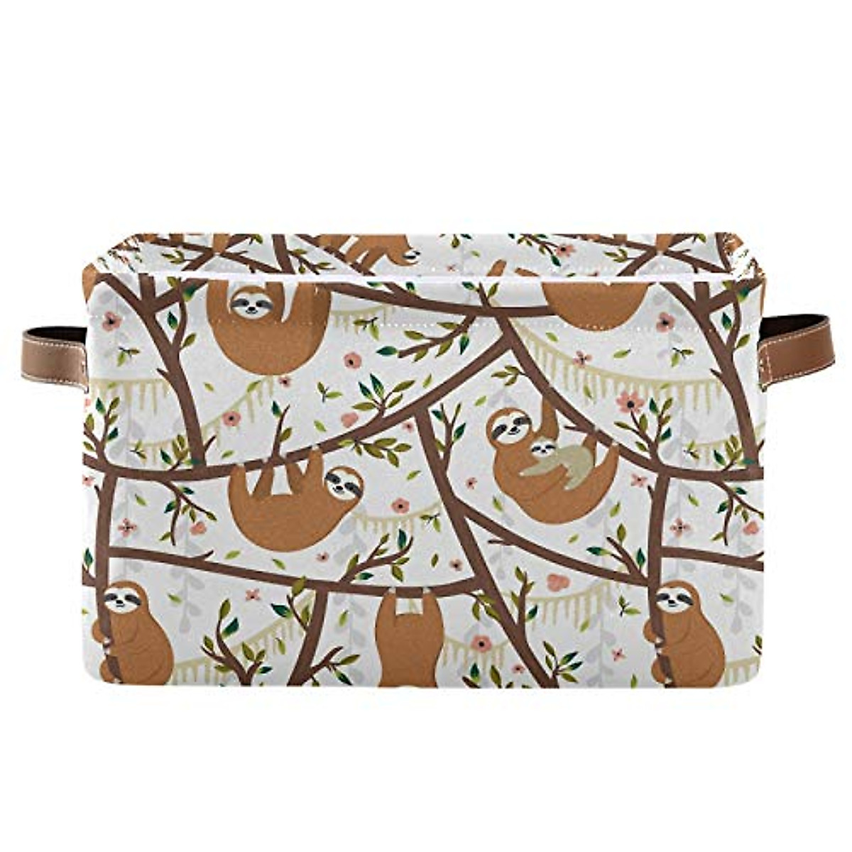 Moudou Sloth Laundry Basket Square Collapsible Laundry Hamper Clothes Toys Storage Bin with Handles for Bedroom, Closet, Nursery, Dorm, Home Decor