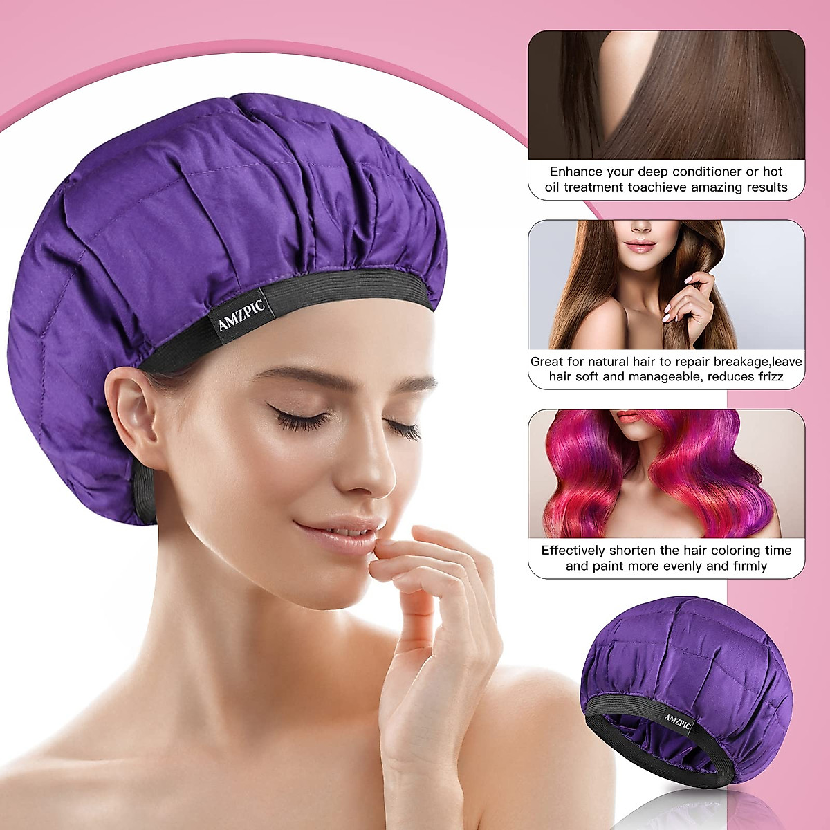 Cordless Deep Conditioning Heat Cap - Safe, Microwavable Heat Cap for Steaming, Heat Therapy for Hair, Flaxseed Seed Interior for Maximum Heat Retention (Second Generation)