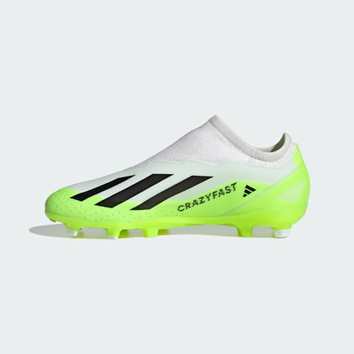 adidas X Crazyfast.3 Firm Ground Sneaker, White/Core Black/Lucid Lemon, 13.5 US Unisex Little Kid