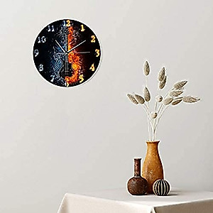 Member's Day Gifts for Women Half Water Half Fire Acoustic Guitar Electric Guitar Wall Clock Musical Instrument Surreal Home Decor Gift for Guitar Players Gifts for Men