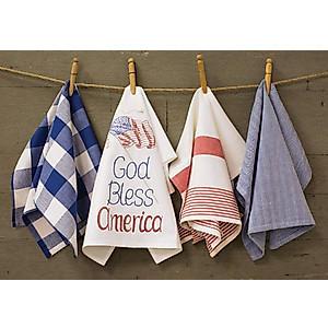 C&F Home God Bless America Flour Sack Kitchen Patriotic Red White Blue American Fourth of July Memorial Labor Day Towel Decor Decoration U.S.A. Independence Day Memorial Day Americana 18" x 27" White