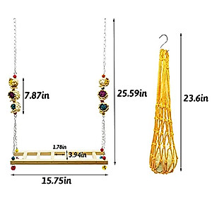 Hamiledyi Chicken Swing for Coop, 4 PCS Colorful Chick Hanging Swing Toys with Xylophone Vegetable String Bag Fruit Skewer, Chicken Coop Accessories for Chicks Macaw Parrots Birds