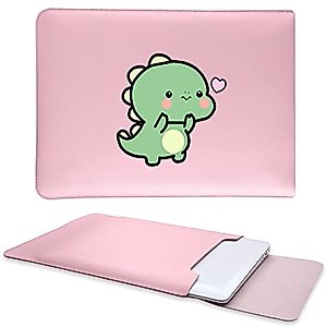 Cute Kissing Dinosaur Laptop Sleeve Case forMacBook Pro 15"/MacBook Pro 16",Soft Leather MacBook Bag Can be Used as Mouse Pad and Laptop Desk Pad,for Women Girl,Pink
