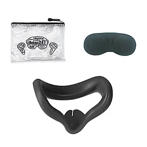 Silicon Face Cover & Lens Protective Set for Oculus Quest 2 VR Headset (Black)
