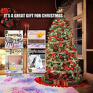 TIMDAM Round Rug for Bedroom, 4 Feet Circle Rug Rainbow Rug for Girls Bedroom, Fluffy Kids Carpet, Cute Fuzzy Nursery Rug, Plush Circular Area Rug, Classroom Rug Small Rug Girls Room Decor