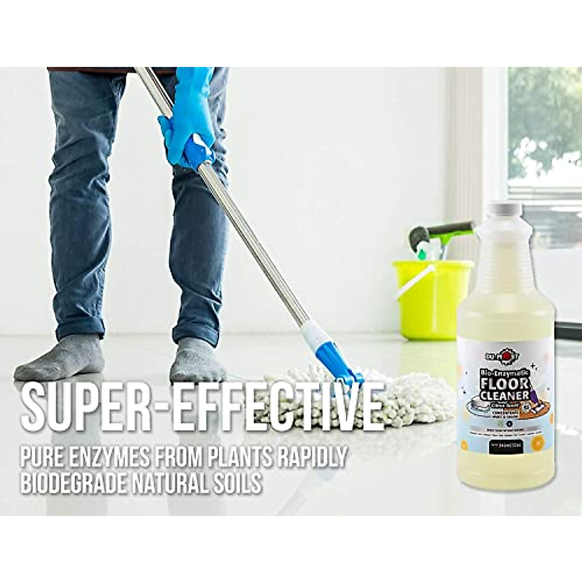 DU-MOST Enzymatic Floor Cleaner Concentrate (1 Oz Makes 1 Gal), No, Streak, No Rinsing, Kids & Pets Safe, Hard Surface Floors, Citrus Scent, 32 Fl Oz