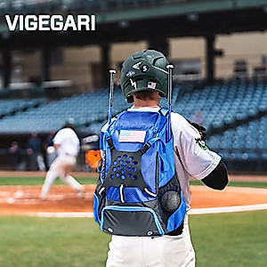 VIGEGARI Youth Baseball Backpack for Boys, Bat Bag, Softball Bag, T-Ball, Softball Equipment & accessories for Bat, Glove Holder, Helmet, Shoes Compartment, Baseball Gifts for Youth and Adults.