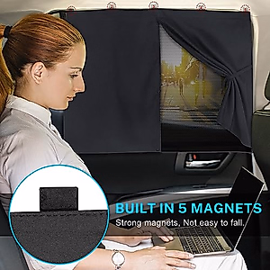 Car Window Shades, Magnetic Double Layer Car Sun Shade for Side Windows Privacy Full Covers/Half Shade Options Black Car Window Curtains for Baby Protection (1pcs)