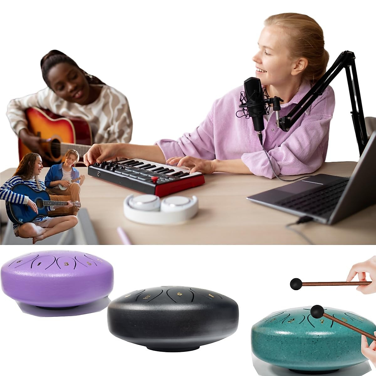 REGIS Alloy Steel Tongue Drum 13 Notes 12 Inches Chakra Tank Drum Steel Percussion Padded Travel Bag and Mallets (lavender, 12 Inches 13 Notes)