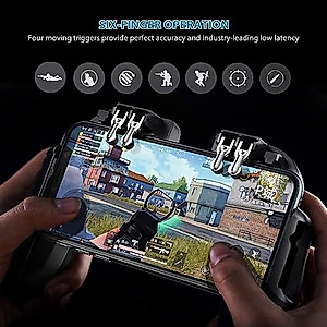 Vicue Mobile Phone Gamepad 4-IN-1 MULTITASK CONTROLLER with Cooling Fan/Phone Holder for Games PUBG/Fortnite/Call of Duty Compatible with 4.7”-6.5” iOS Android Phones