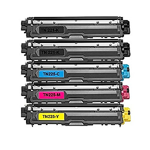 Calitoner Compatible Laser Toner Cartidges Replacement Brother TN221 TN225 for Brother MFC-9130CW, MFC-9330CDW, MFC-9340CDW, HL-3140CW, HL-3170CDW (2 Black,1 Cyan,1 Magenta,1 Yelllow)