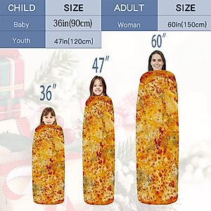 ubnlkto Pizza Blanket, Pizza Throw Blanket, Round Funny Food Blankets for Adult Kids, Realistic Food Throw Blanket Kids Throw Blanket 60 Inches