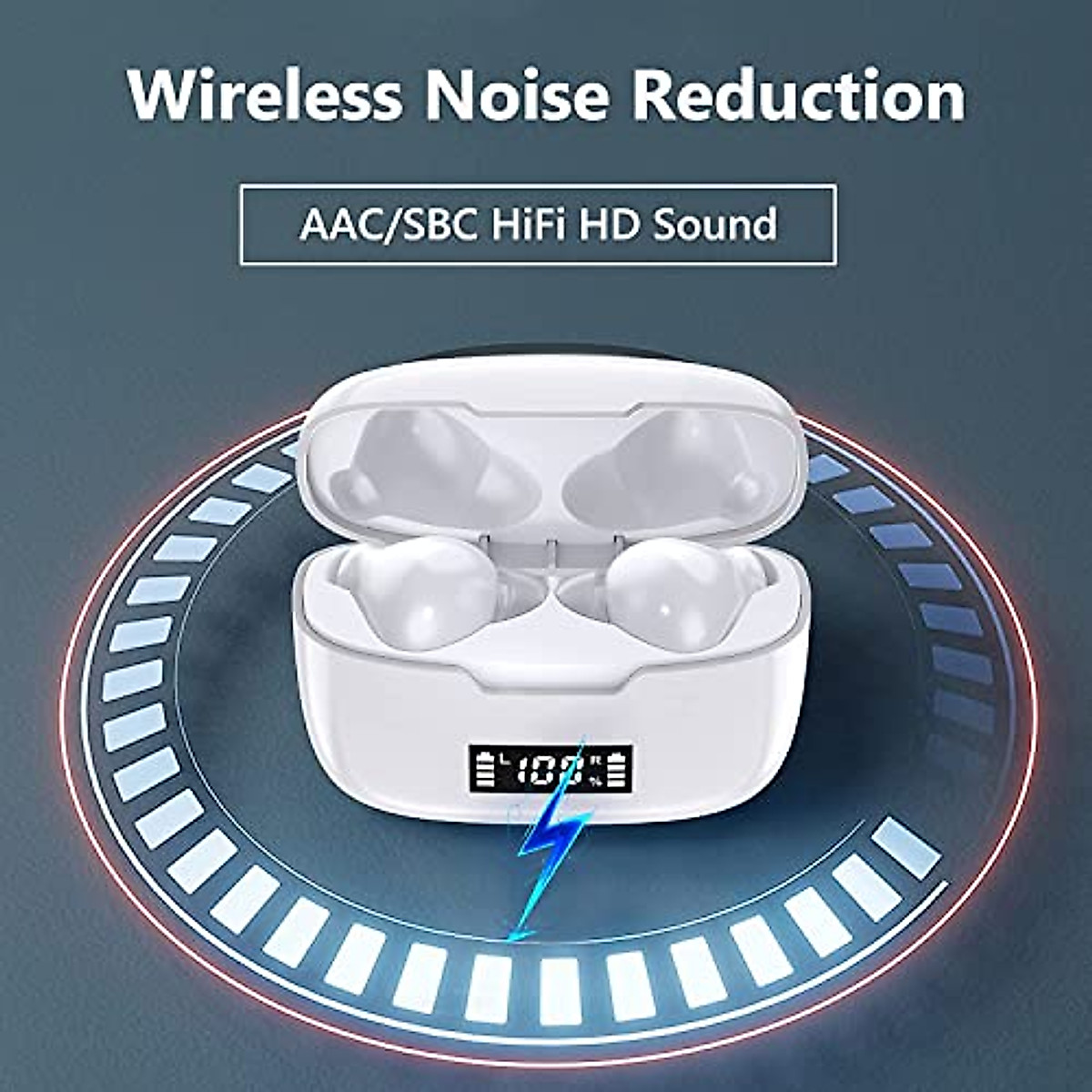 BD&M Wireless Earbuds, Bluetooth Headphones Waterproof Ear Buds Stereo Touch Control Earphone with LED Power Display, Bluetooth Earbuds for Sport, Work, Gym Compatible with iPhone & Android