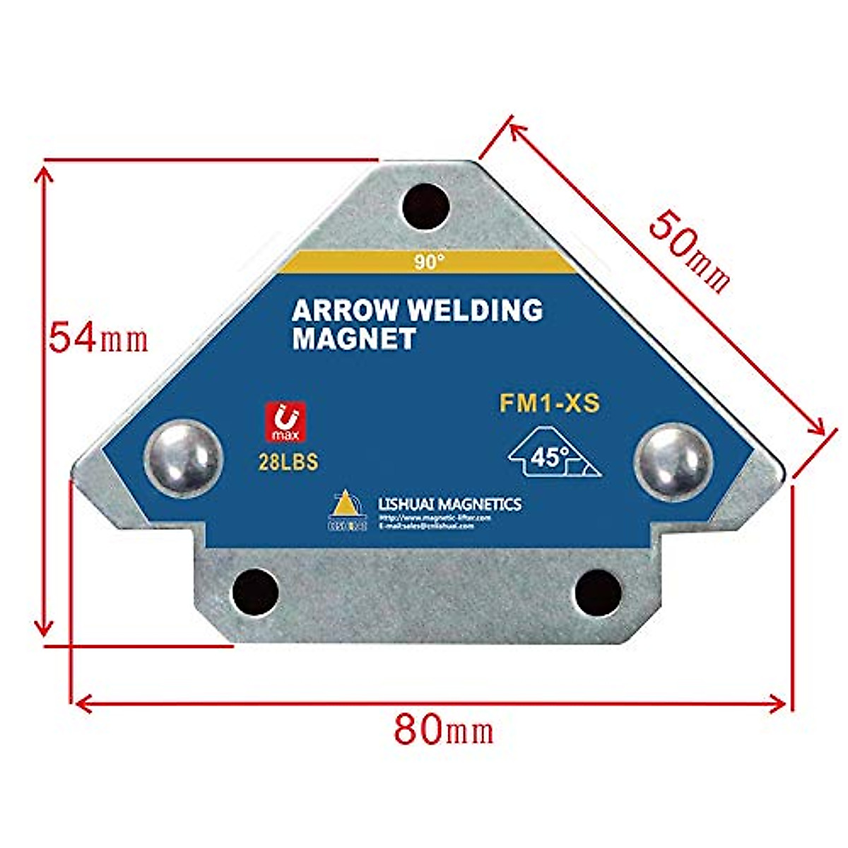 Lishuai 4 PCS 28LBS Mini Arrow Welding Magnet, Durable 45,90,135 Degree Multi Angle Magnetic Welding Holder