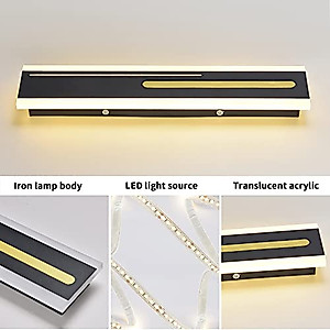 Wecssf Outdoor Wall Light 19.7in 12W Modern Light Fixture LED Black Wall Sconce Rectangular Acrylic Sconce Wall Lighting for Porch,Patio,Garage,Gardens