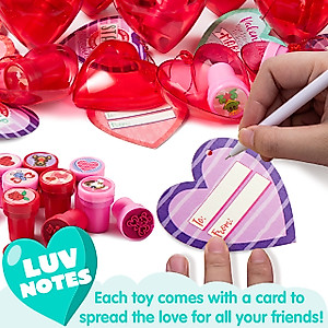 28 Pcs Kids Valentines Day Stampers Set Filled Hearts and Valentine’s Day Cards for Classroom Exchange, Kids Stampers Party Favors for Gift Exchange, Game Prizes and Carnivals Gift