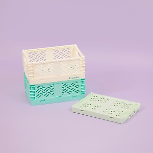 Craftelier - Box for Organisation and Storage of Craft Materials | Foldable and Stackable Design | Small Size - Open Box Measures 13,5 x 9,5 x 9,5 x 5,5 cm - Colour Turquoise