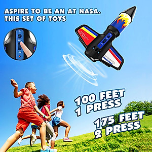 lakebyin Rocket Launcher for Kids - Electric Flying Model Rocket with Parachute Recovery - Eco-Friendly Rocket Toy with Unlimited Re-Launch - Great Birthday Gift