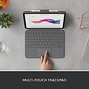 Logitech Combo Touch Detachable 10th Gen iPad Keyboard Case with Large Precision Trackpad, Full-Size Backlit Keyboard, and Smart Connector Technology - Oxford Gray