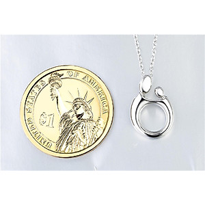 Sterling Silver Necklace Polished Mother and Child Family Love Pendant Necklace 18''
