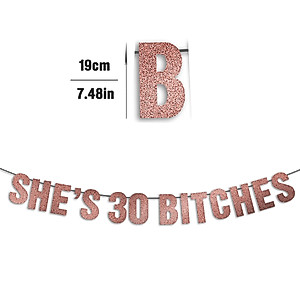 JunyRuny 30th Birthday Banner- Rose Gold Glitter , 30th Birthday Party Decorations for Women, 30th Birthday Decorations for Her, Dirty Thirty Birthday Decor, Funny 30th Birthday Sign, 30th Birthday Gifts for her