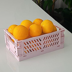 monomono Stackable Plastic Storage Crates - 5-Pack, Cute and Aesthetic Solution for Home and Office Organization with Stylish Pastel Touch (Green, 9.8x6.5x3.8 in)