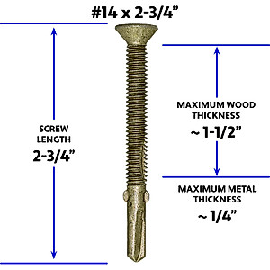 #14x2-3/4" Reamer Tek Torx/Star Head Self-Drilling Wood to Metal Screws - 5 POUNDS ~170 Tek Screws - Tek Screws for Flatbeds, Trailers, or for Fastening Wood to Steel - T-30 Torx Screw Head