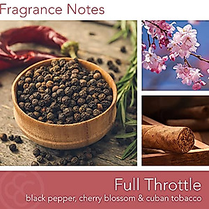 Manly Indulgence Full Throttle Scented Jar Candle for Men, Adventure Collection, Red, 15 oz - Up to 60 Hours Burn, Soy Blend Wax, USA Poured