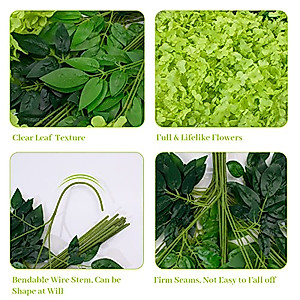 LUZOGA 14 Pack 3.6 Feet/Piece Artificial Wisteria Flower Fake Silk Flowers String Vine Ratta Hanging Garland for Home Garden Party Wedding Backdrop Arch Decor (Green)