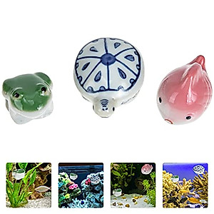 MAGICLULU 3Pcs Ceramic Animal Figurines Fish Frog Turtle Aquarium Floating Decorations Realistic Artificial Fishes Fish Tank Decorations Ornaments