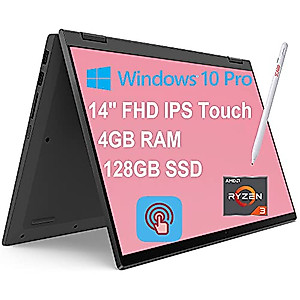 Lenovo Flex 5 14 2-in-1 Business Laptop 14" FHD IPS Touchscreen AMD Quad-Core Ryzen 3 4300U (Beats i7-10510U) 4GB RAM 128GB SSD AMD Radeon Graphics HDMI USB-C Dolby Audio Webcam Win10 Pro Grey + Pen