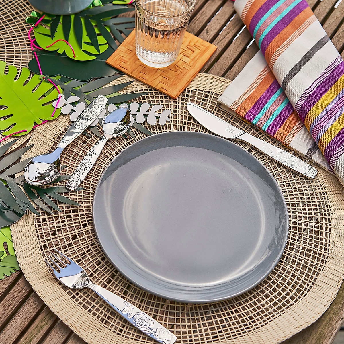 Zwilling JA Henckels Twin Kids Jungle 4-Piece 18/10" Stainless Steel Flatware Set, Silver