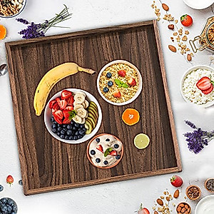 EXISTING 21x21 Inch Tray for Ottoman, Serving Tray with Handles, Square Walnut Platter Decorative Wooden Tray for Breakfast in Bed, Lunch, Dinner, Living Room, Tea, Coffee Table, Party