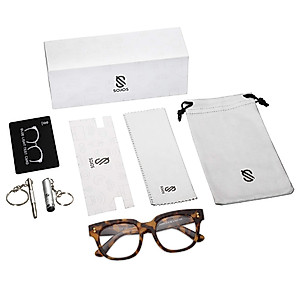 SOJOS Oversized Square Anti Blue Light Blocking Glasses for Women Thick Computer Eyeglasses Double Metal Studs SJ5053 with Tortoise Frame/Anti-Blue Light Lens