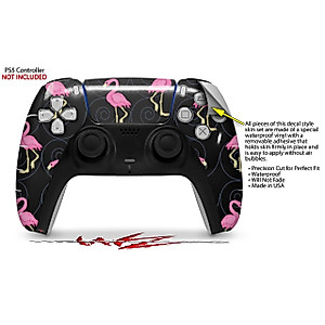 WraptorSkinz Skin Wrap compatible with Sony PS5 DualSense Controller Flamingos on Black (CONTROLLER NOT INCLUDED)
