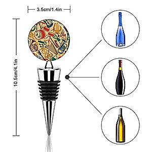 Retro Musical Instrument Wine Bottle Stoppers Reusable Plug Wine Saver Corks for Beverage Holiday Party Kitchen Decorative