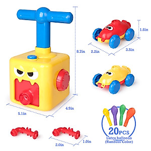 Vanmor Power Balloon Car Toy for Kids, Children Inertial Balloon Powered Car Science Intelligence Education Toy, DIY Inflatable STEM Balloon Pump Cars Racer Kit Gift for Boys Girls