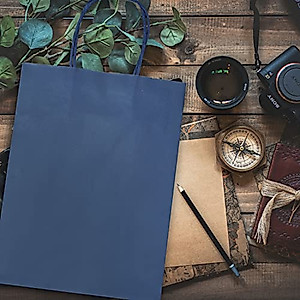 Nexmint Blue Gift Bags: 24 Pack Medium Paper Bags With Handle. Great Bags for Holidays, Graduation, Congratulations, Wedding, Birthday, Shopping, Party Favors, Treats, Goodies, Business Tchotchkes, Retail