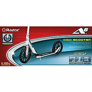 Razor A6 Kick Scooter for Kids Ages 8+ - Extra-Tall Handlebars & Longer Deck, 10" Urethane Wheels, Anti-Rattle Technology, For Riders Up to 220 lbs