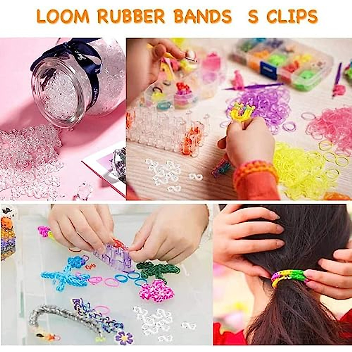 400Pieces Clear S Clips Rubber Band Loom Band S Clips Plastic Connectors Supplement kit for Loom Bracelets and DIY Bracelet Making (400-Clear)
