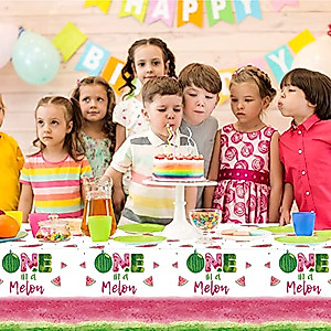 3pcs One in A Melon Party Tablecloths Watermelon First Birthday Party Supplies Watermelon Table Cover Decoration Plastic Disposable Summer Party Tablecloths Watermelon Party Favors,108 inch*54 inch