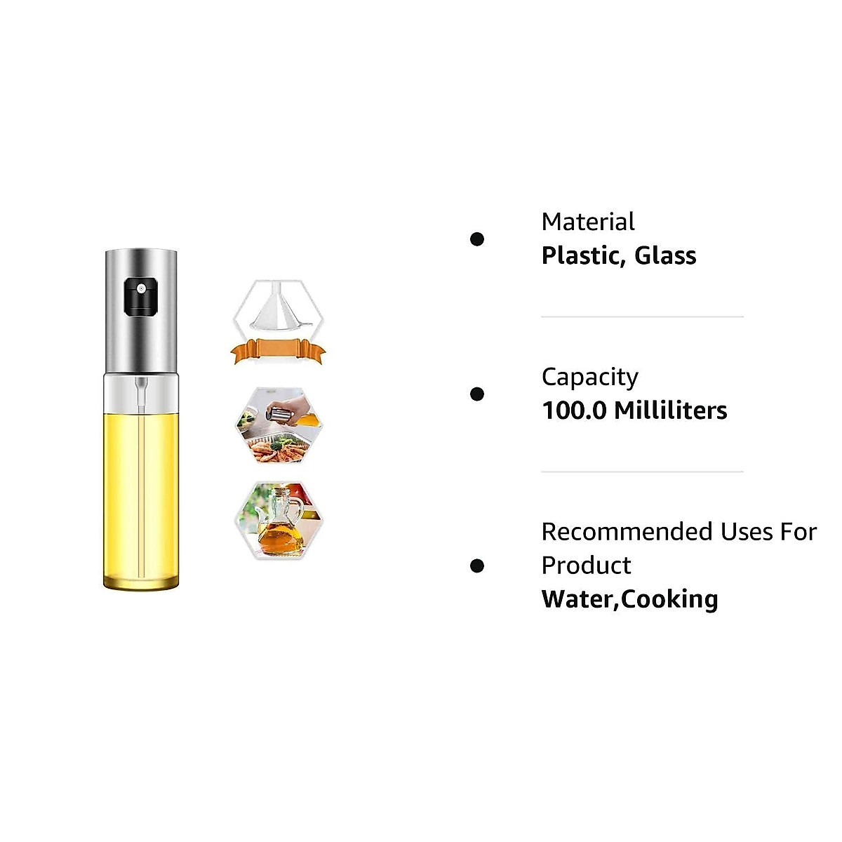 SENOZ Oil Sprayer for Cooking, Air Fryers, Salads, Barbecues - 360 Adjustable Nozzle, Plastic, 100ml