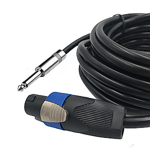 ROCMUZZK 2 Pack 30ft Speakon to 1/4 Inch Male Speaker Cable, 30 feet 6.35mm Stereo Audio Connection Cord, 12 Gauge AWG Wires