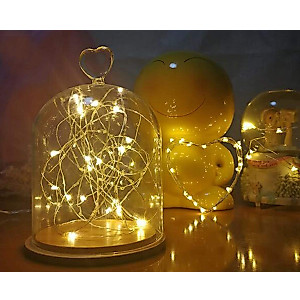 Dreamworth 2 Pack 12 Modes Sound Activated Music String Lights, Battery Operated 16.4Ft 50 LED Silver Wire Fairy Lights with Remote Timer for Bedroom Wedding Party Festival(Warm White)