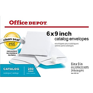 Office Depot Clean Seal(TM) Catalog Envelopes, 6in. x 9in., White, Box Of 250, 77919