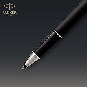 PARKER Sonnet Rollerball Pen, Matte Black Lacquer with Palladium Trim, Fine Point Black Ink (1931523), Matte Black and Chrome